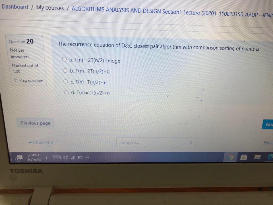 Solved Dashboard / My courses / ALGORITHMS ANALYSIS AND | Chegg.com