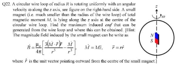 Solved Q22. A circular wire loop of radius R is rotating | Chegg.com