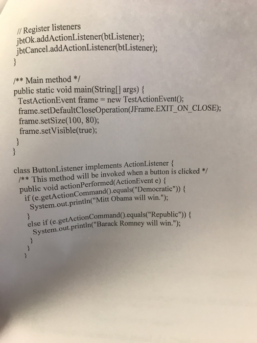 Solved 12. When the following Java program runs, two buttons | Chegg.com