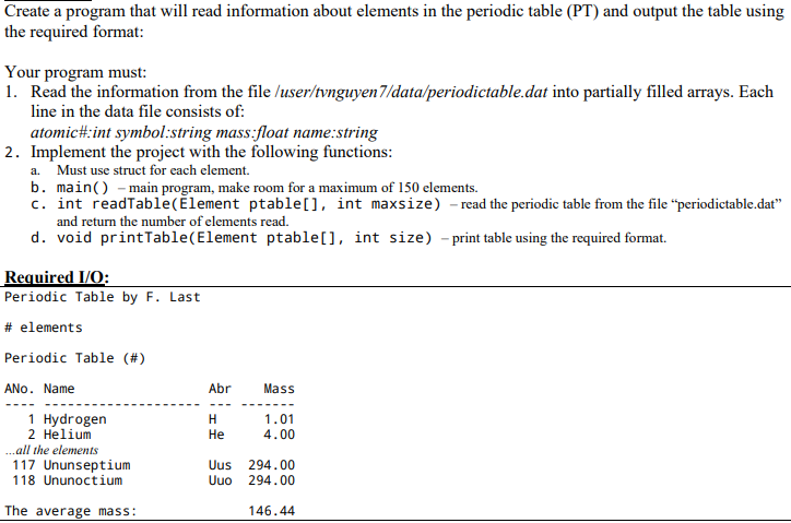 Solved Create a program that will read information about | Chegg.com