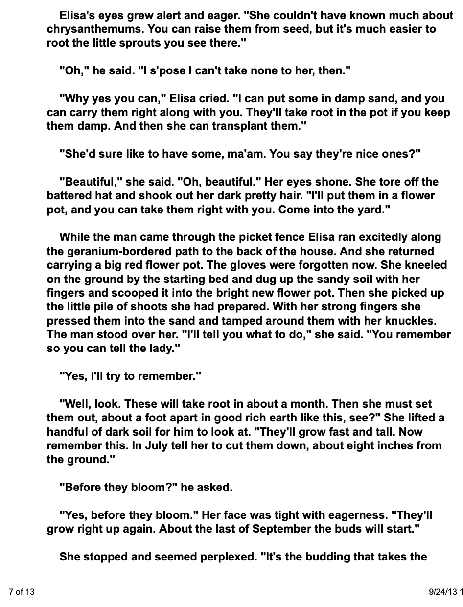 Solved John Steinbeck The Chrysanthemums The high | Chegg.com