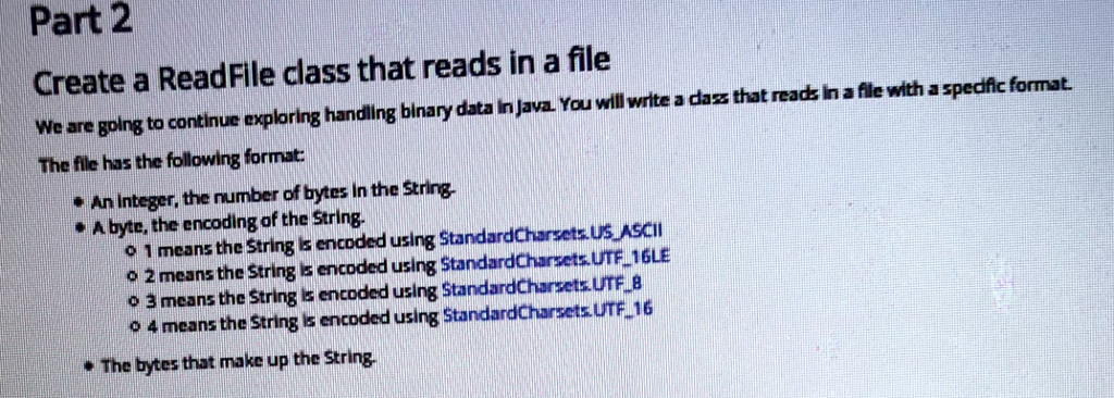Solved Part 2 Create A Readfile Class That Reads In A File