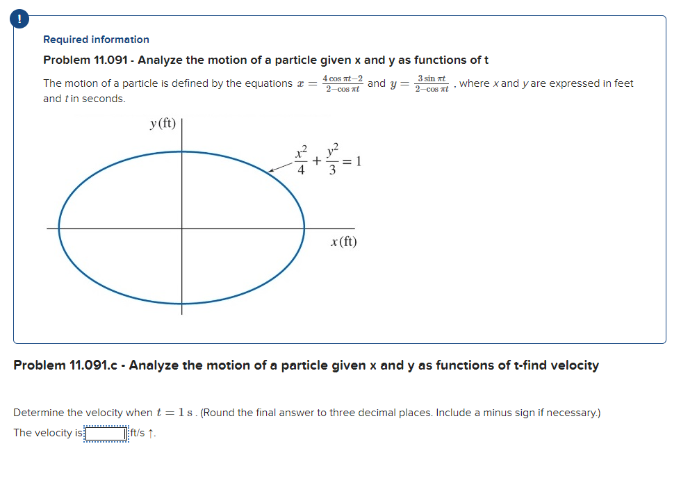 Solved Problem 11.091.c - ﻿Analyze the motion of a particle | Chegg.com