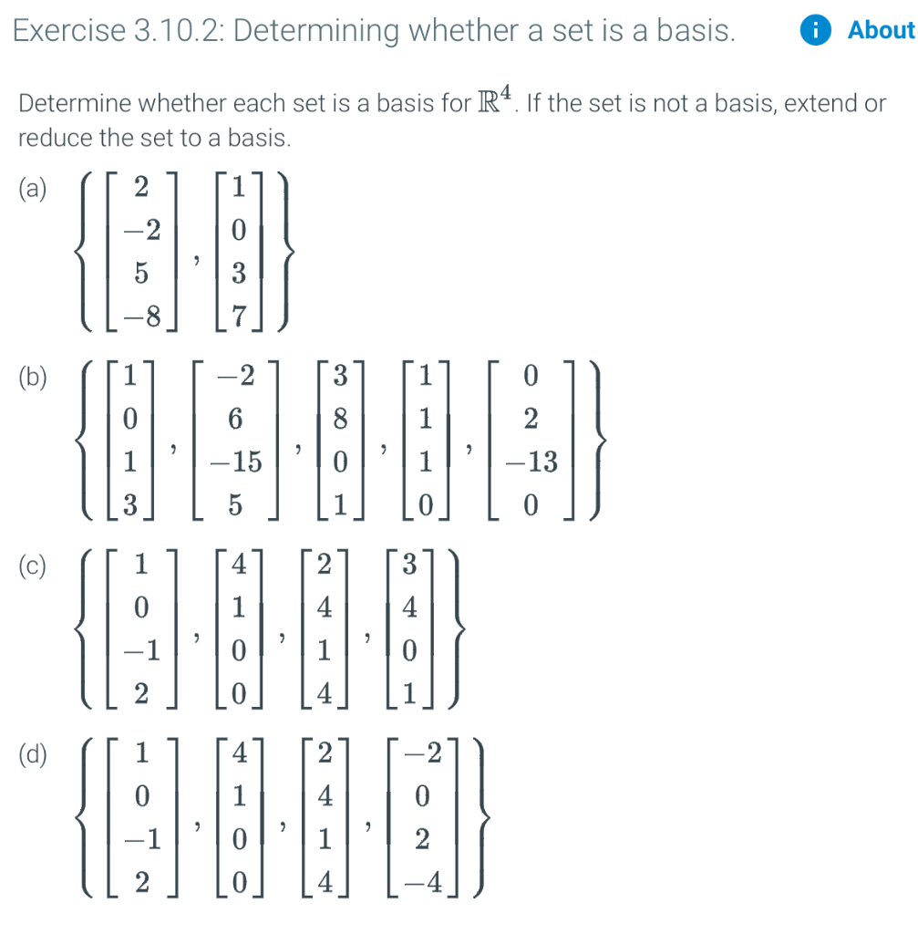 Solved Exercise 3.10.2: Determining whether a set is a | Chegg.com