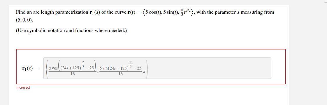 Solved Find an arc length parametrization r1(s) of the curve | Chegg.com
