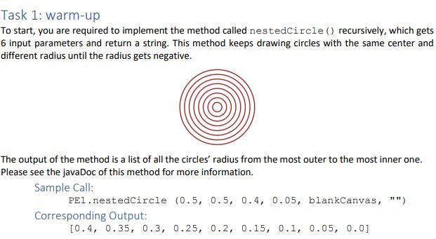 Solved Write a Java Program to Draw the nested Circles | Chegg.com