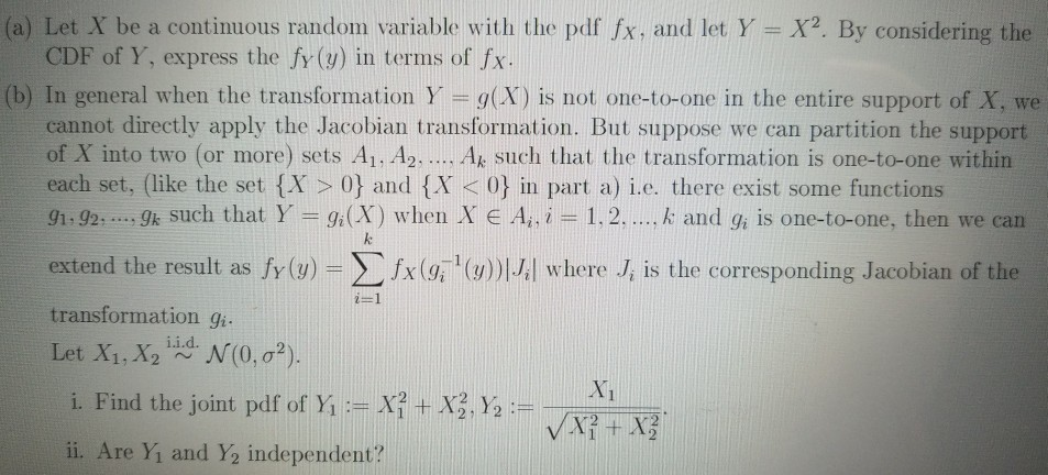 Solved A Let X Be A Continuous Random Variable With The