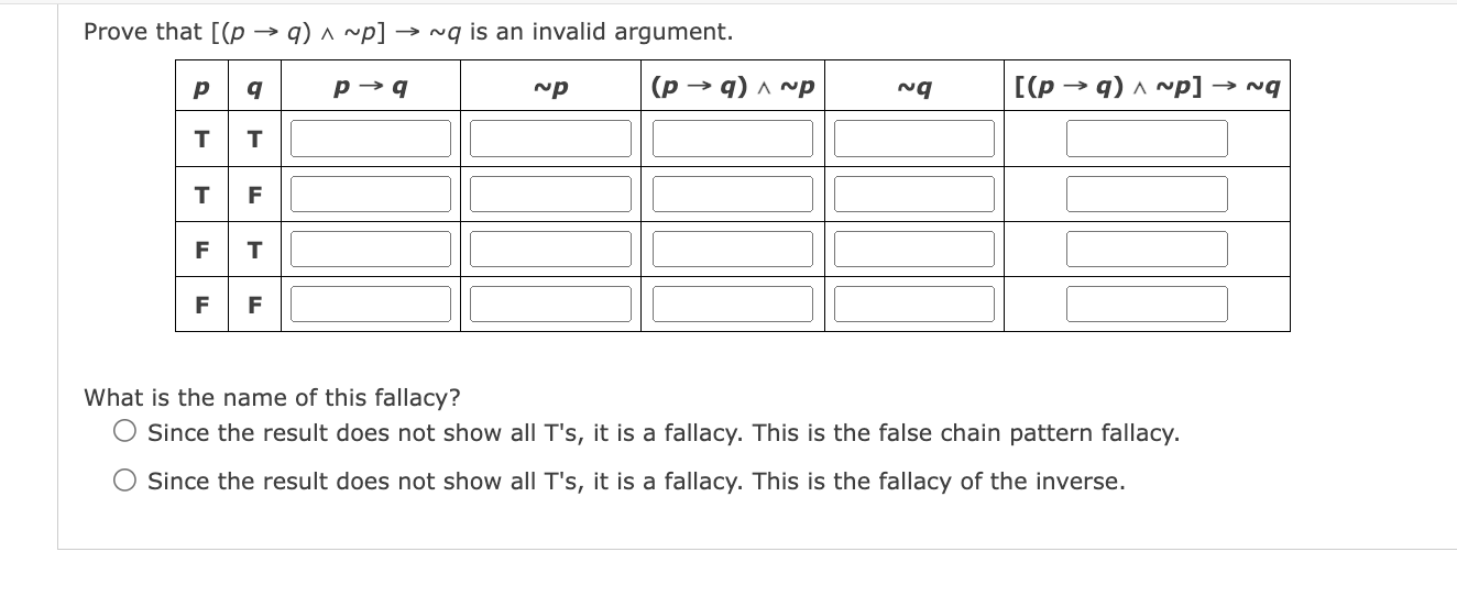 Solved Prove that [(p→q)??∼p]→∼q ﻿is an invalid | Chegg.com