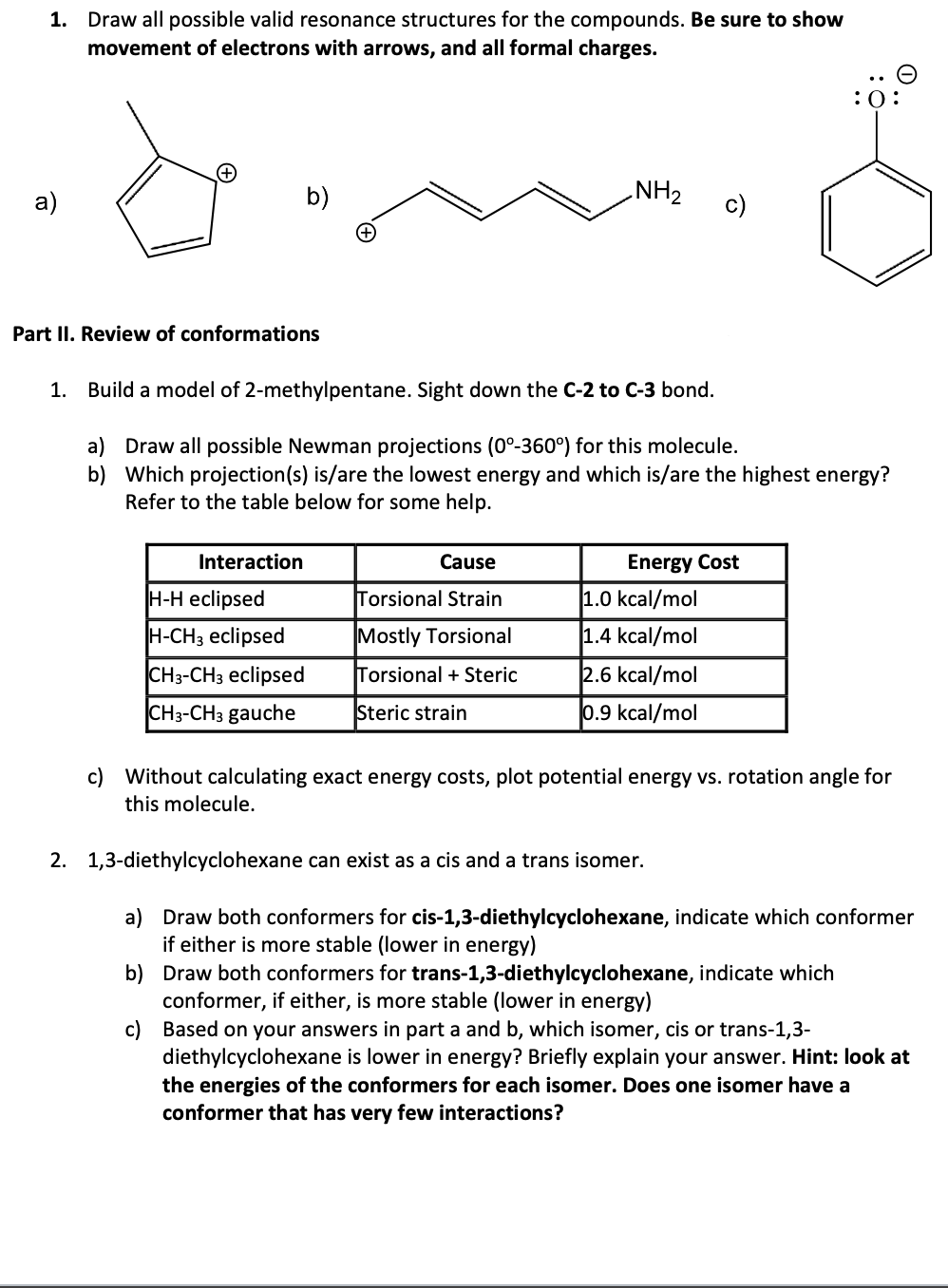 Solved 1. Draw all possible valid resonance structures for | Chegg.com