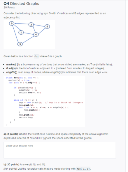 Solved Q4 Directed Graphs 20 Points Consider the following | Chegg.com
