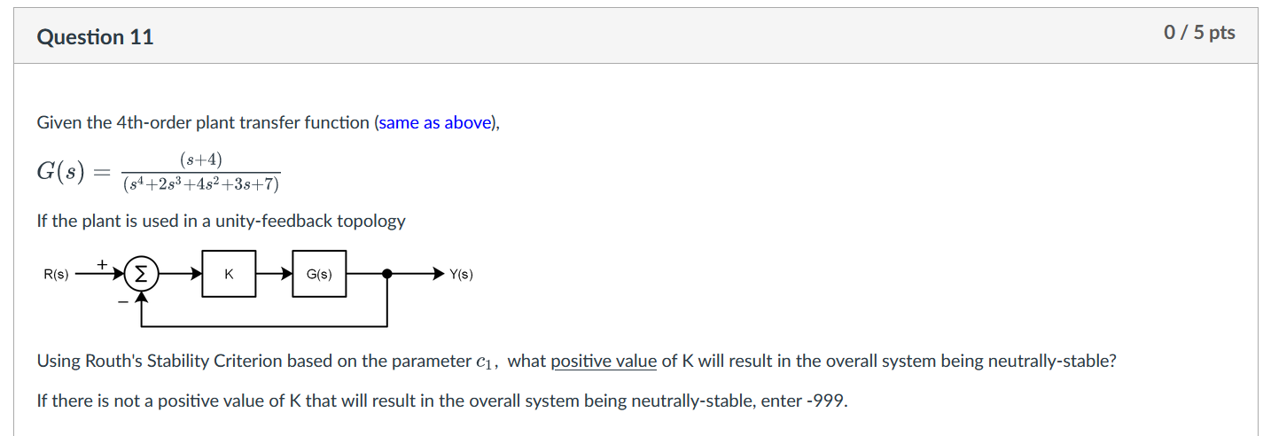 Solved Given the 4th-order plant transfer function (same as | Chegg.com