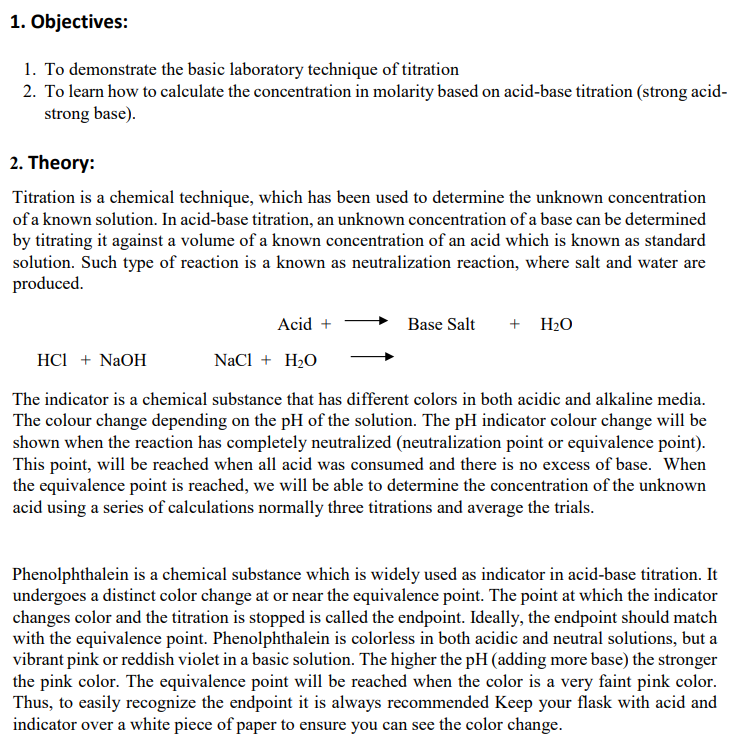 Solved 1. Objectives: 1. To demonstrate the basic laboratory | Chegg.com
