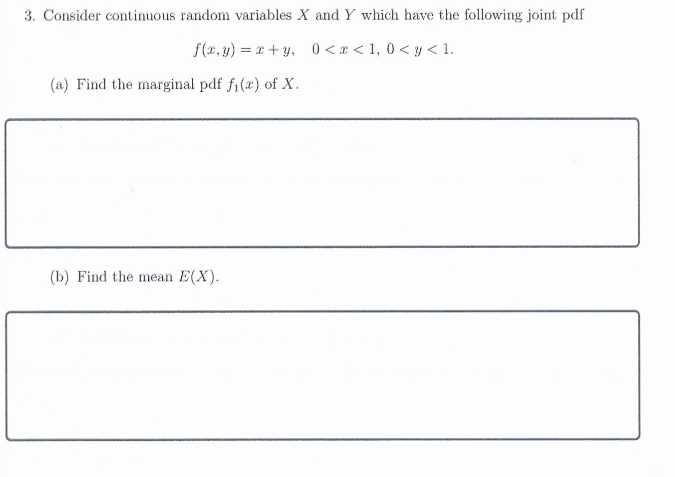 Solved 3. Consider continuous random variables X and Y which | Chegg.com