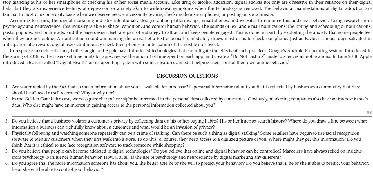 Solved DISCUSSION CASE: Digital Marketing, Consumer Privacy, | Chegg.com