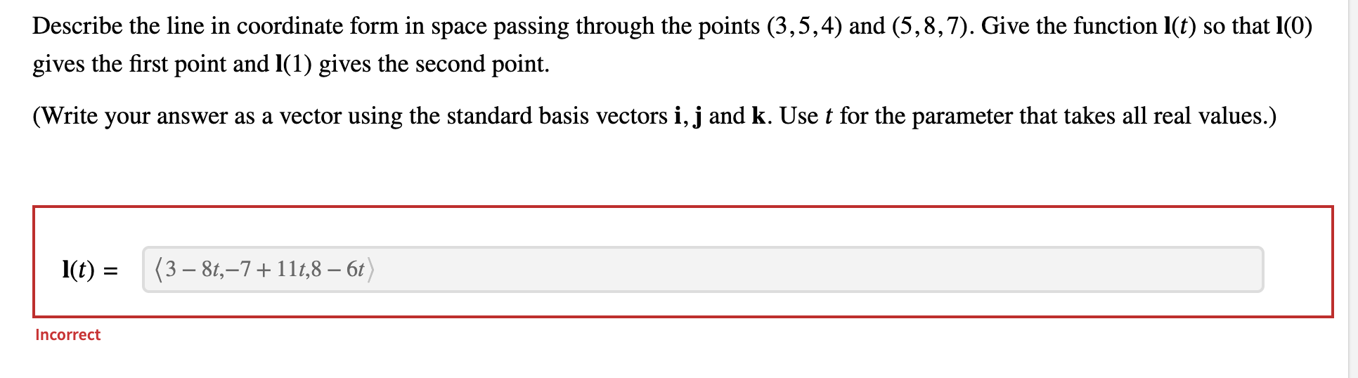 Solved Describe the line in coordinate form in space passing | Chegg.com