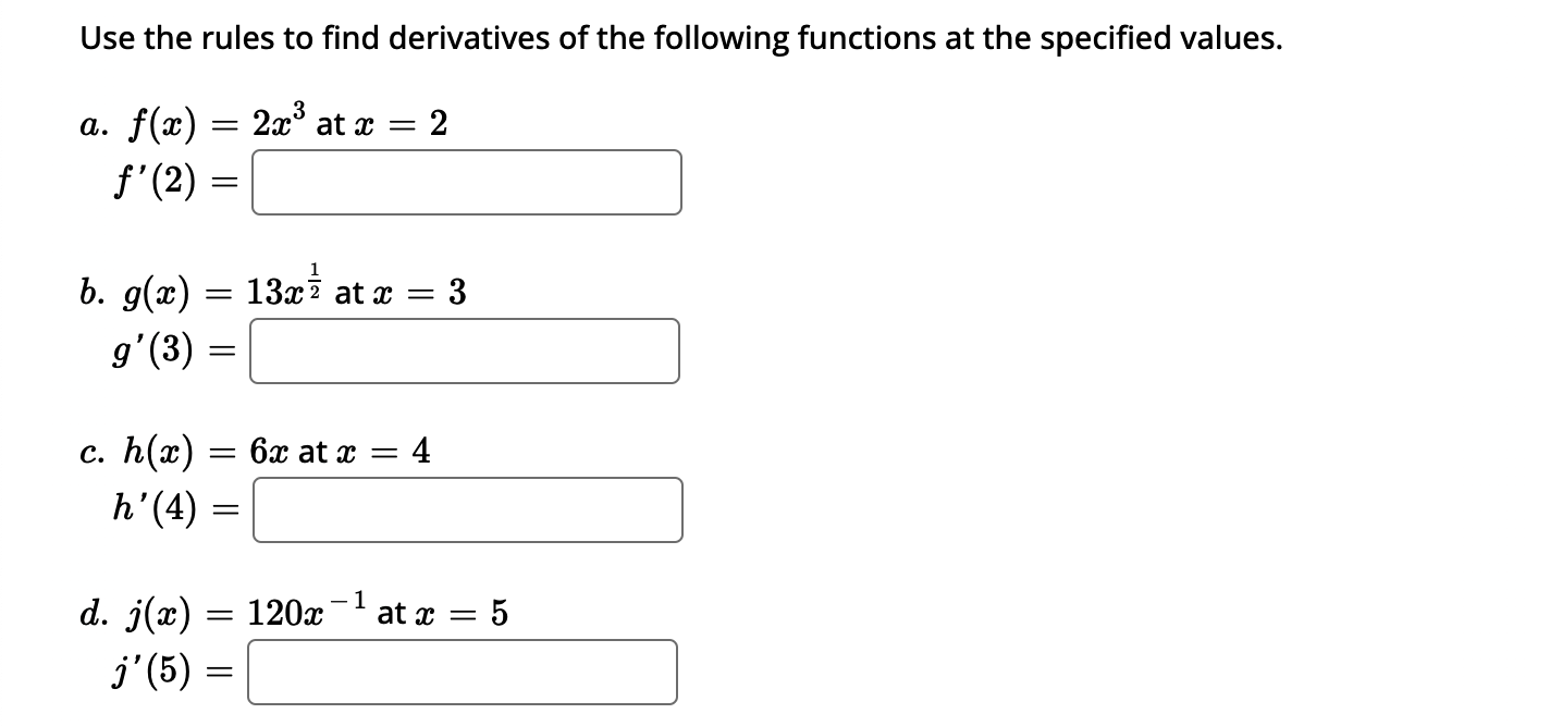 Solved Use the rules to find derivatives of the following | Chegg.com