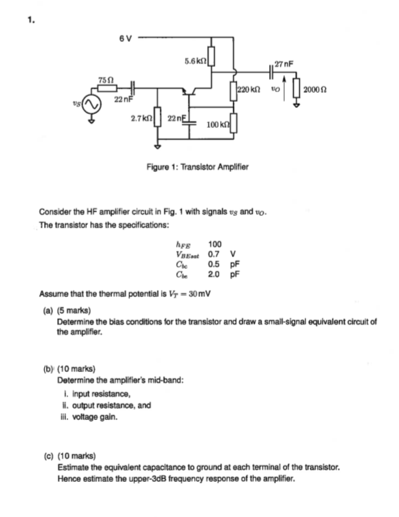 Solved 6V 5.6K![] 2.760 [] znef 100km] Figure 1: Transistor | Chegg.com