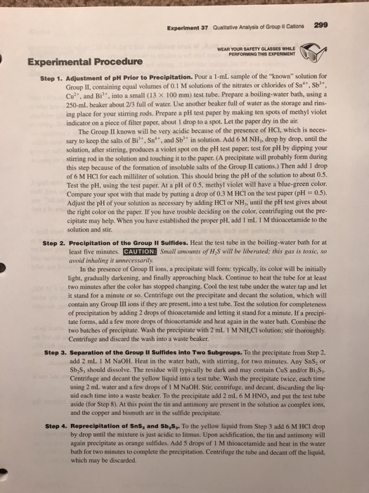 Solved Experiment 37 Qualitative Analysis Of Group Ii 9213