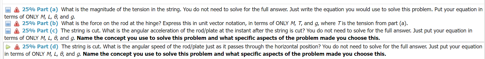 Solved "a long rod of length l and mass m has one end | Chegg.com