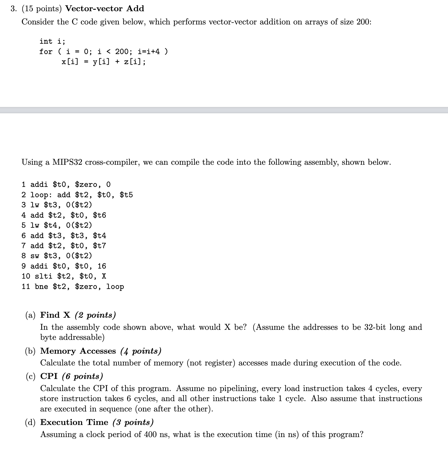 Solved (15 points) Vector-vector Add Consider the C code | Chegg.com