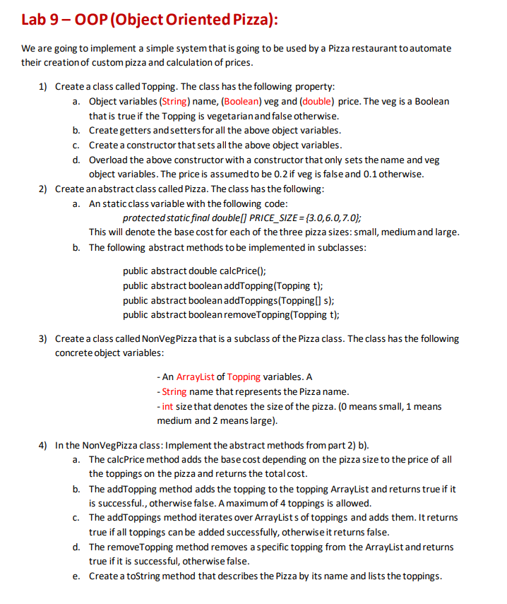 Solved Lab 9-OOP (Object Oriented Pizza): We are going to | Chegg.com