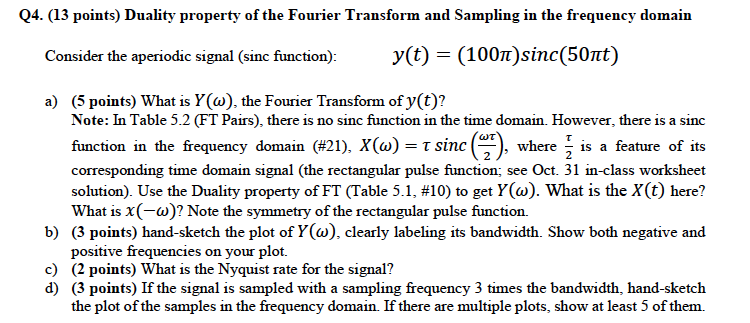 Solved Q4. (13 points) Duality property of the Fourier | Chegg.com