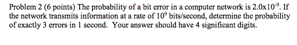 Solved Problem 2 (6 points) The probability of a bit error | Chegg.com
