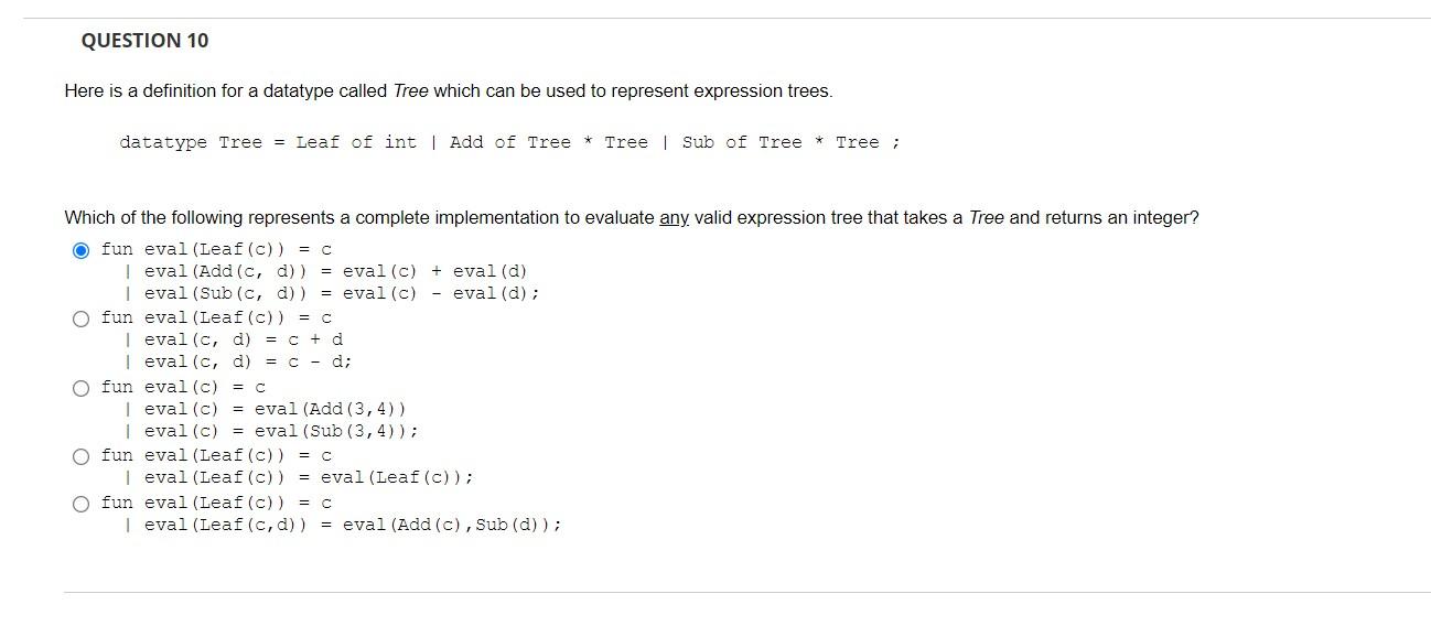Solved Here is a definition for a datatype called Tree which | Chegg.com