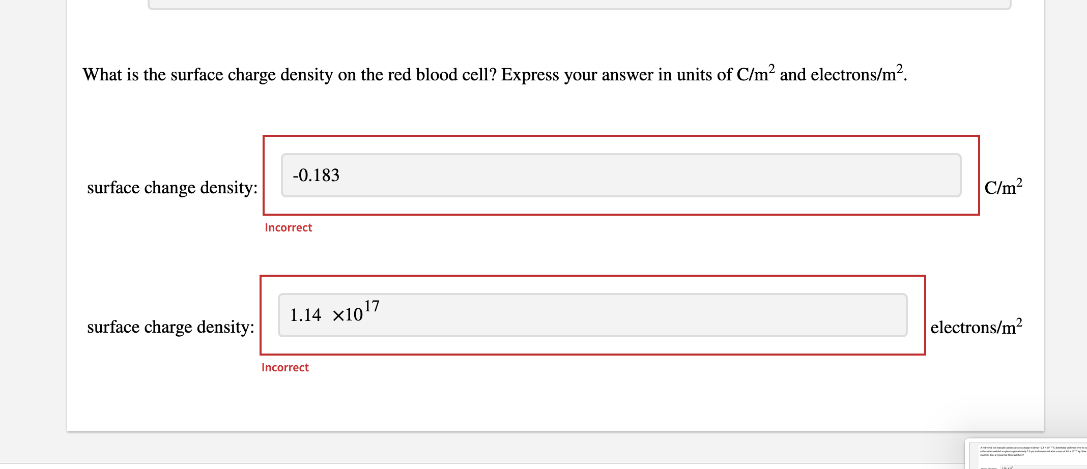 Solved A red blood cell typically carries an excess charge | Chegg.com