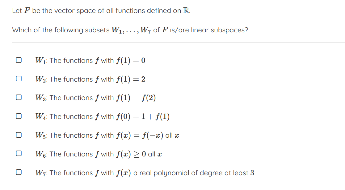Solved Let W ﻿be a subset of a vector space V ﻿that contains | Chegg.com