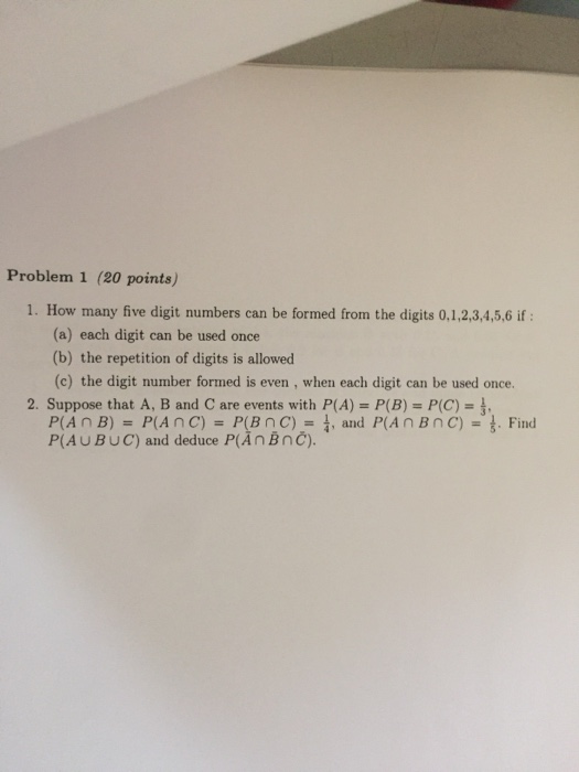 Solved Problem 1 (20 points) 1. How many five digit numbers | Chegg.com