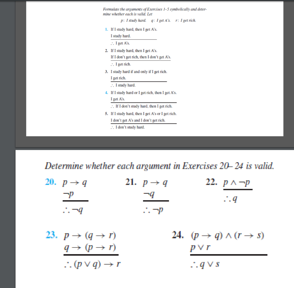 Solved Formulate The Arguments Of Exercises 1 5 Symbolically