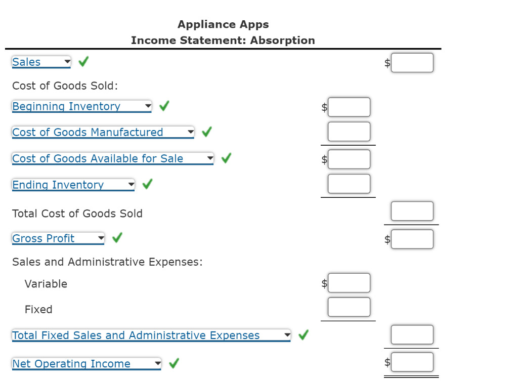 Solved Prepare an income statement under the absorption | Chegg.com