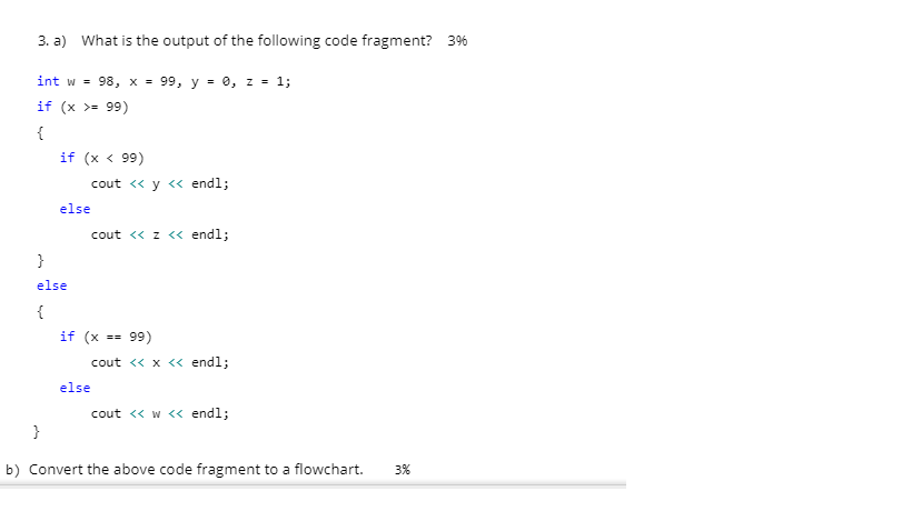 Solved 1. What will the following code fragment display? 396 | Chegg.com