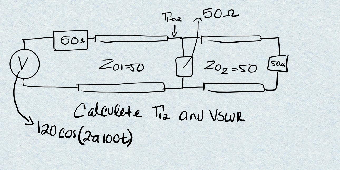 Solved Toa 50_2 504 Z01:50 son ZO2=50 Calculete Tiz and VSWR | Chegg.com