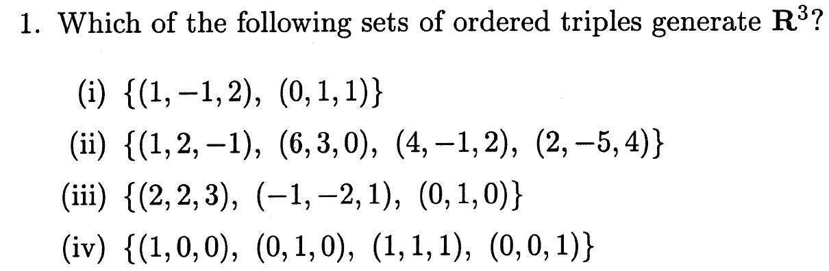 Solved 1. Which of the following sets of ordered triples | Chegg.com