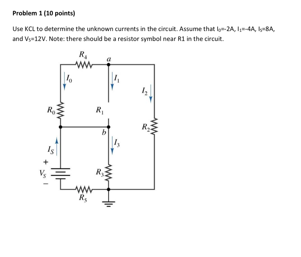 Solved Problem 1 (10 points) Use KCL to determine the | Chegg.com