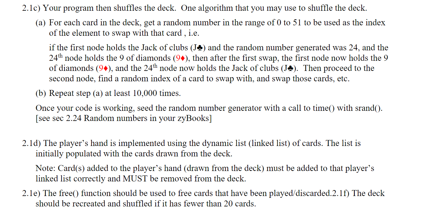 21a To Represent Cards Use The Following Struct 4735