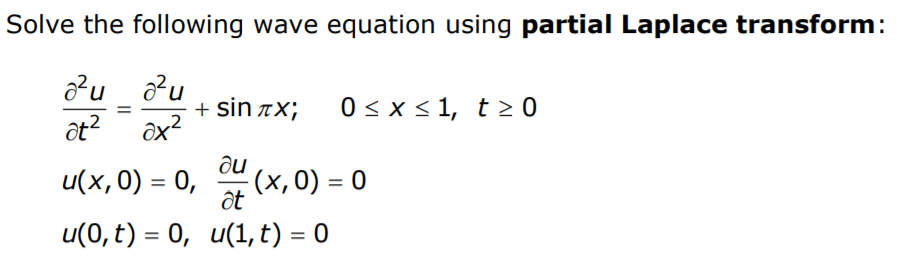 Solved Solve the following wave equation using partial | Chegg.com
