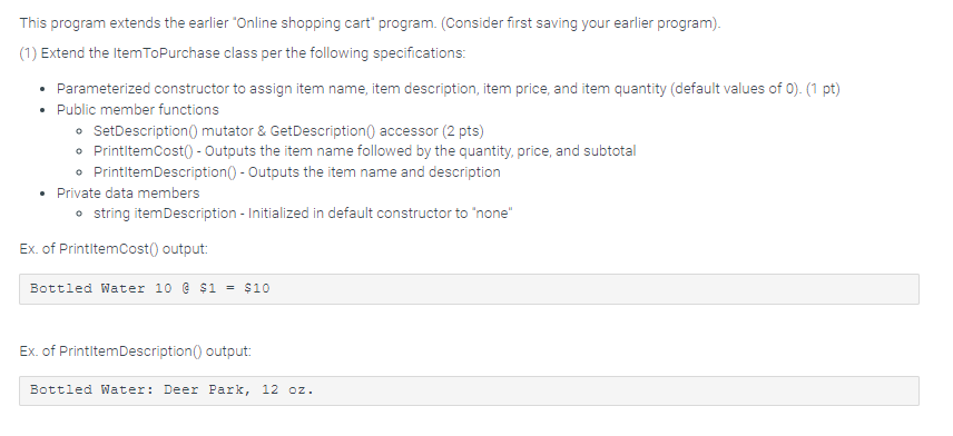 Solved This program extends the earlier "Online shopping | Chegg.com