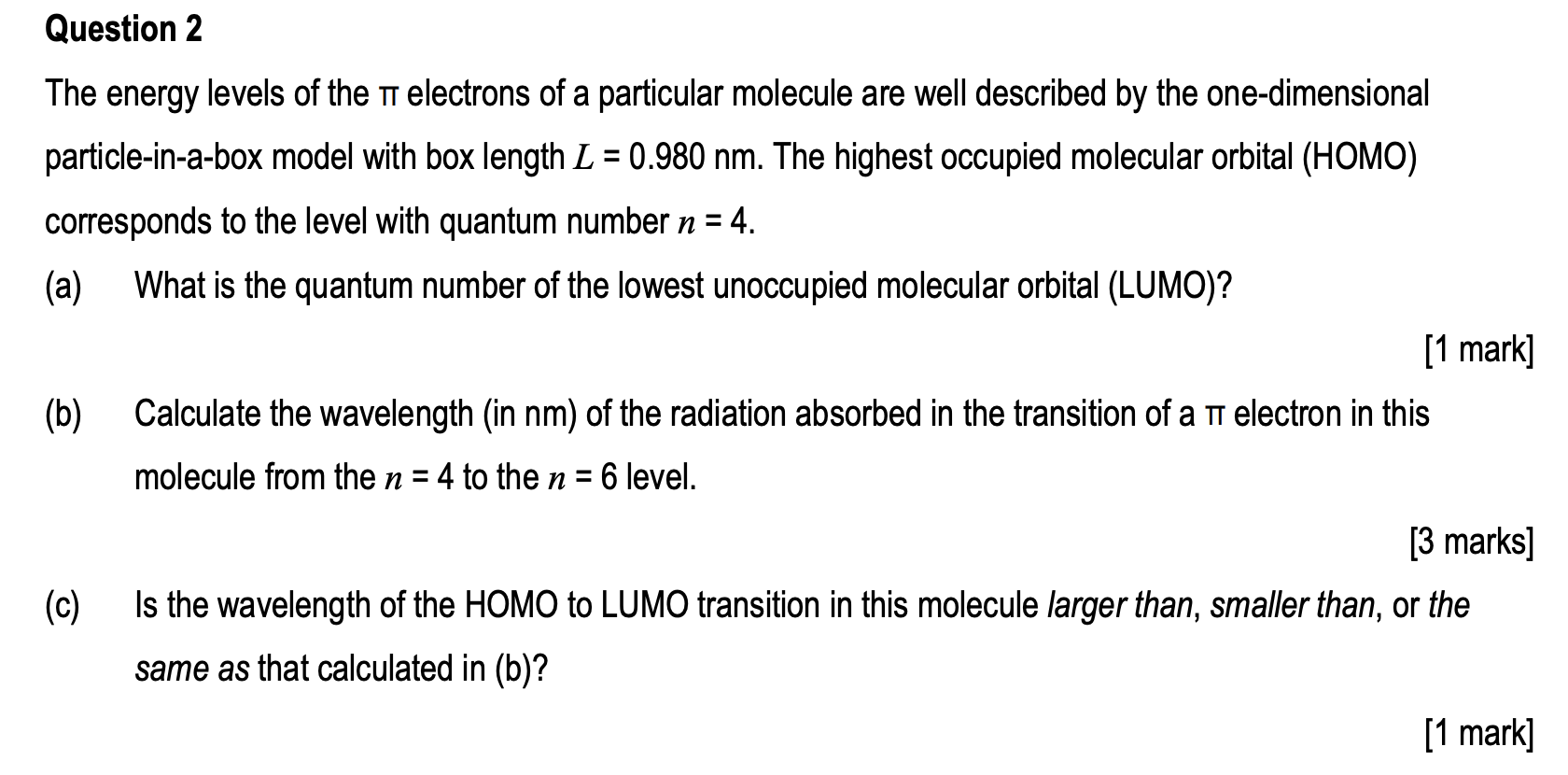 Solved The energy levels of the π electrons of a particular | Chegg.com