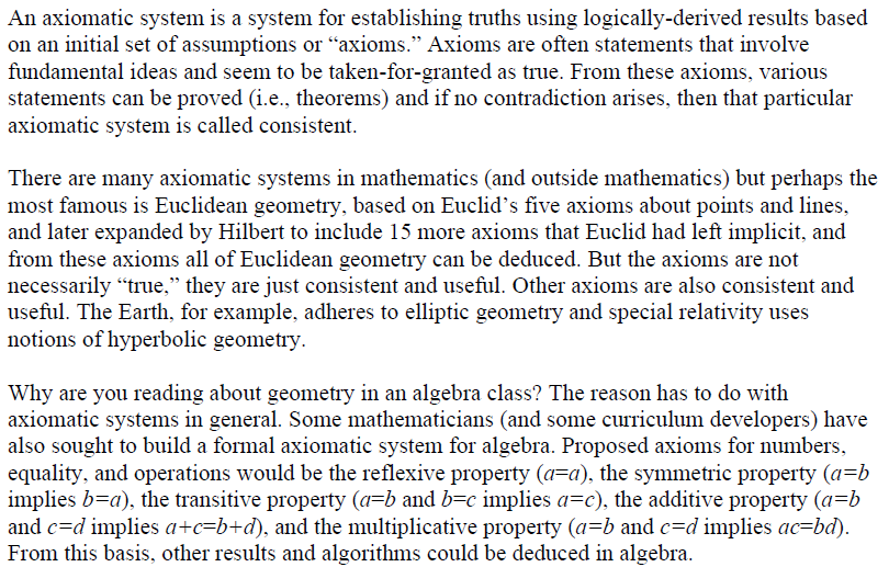 Solved An axiomatic system is a system for establishing | Chegg.com