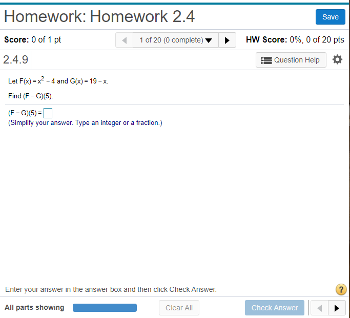 Solved Homework Homework 2 4 Save Score 0 Of 1 Pt 1 Of 20