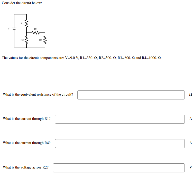 Solved Consider the circuit below: The values for the | Chegg.com