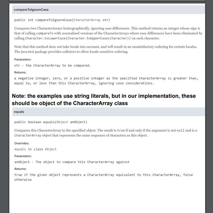 Solved Specification CharacterArray is a class that allows | Chegg.com