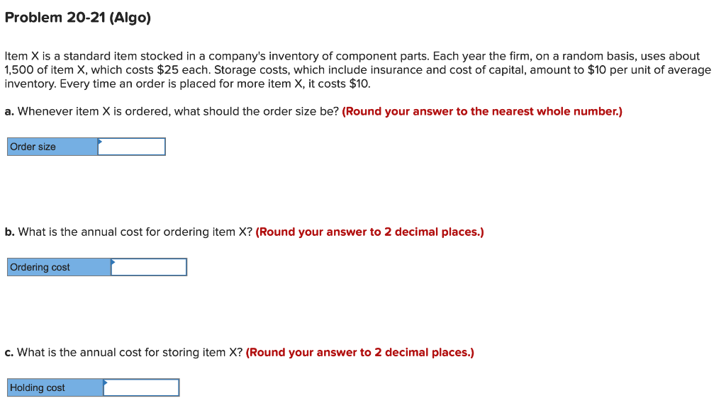 Solved Item X is a standard item stocked in a company's | Chegg.com