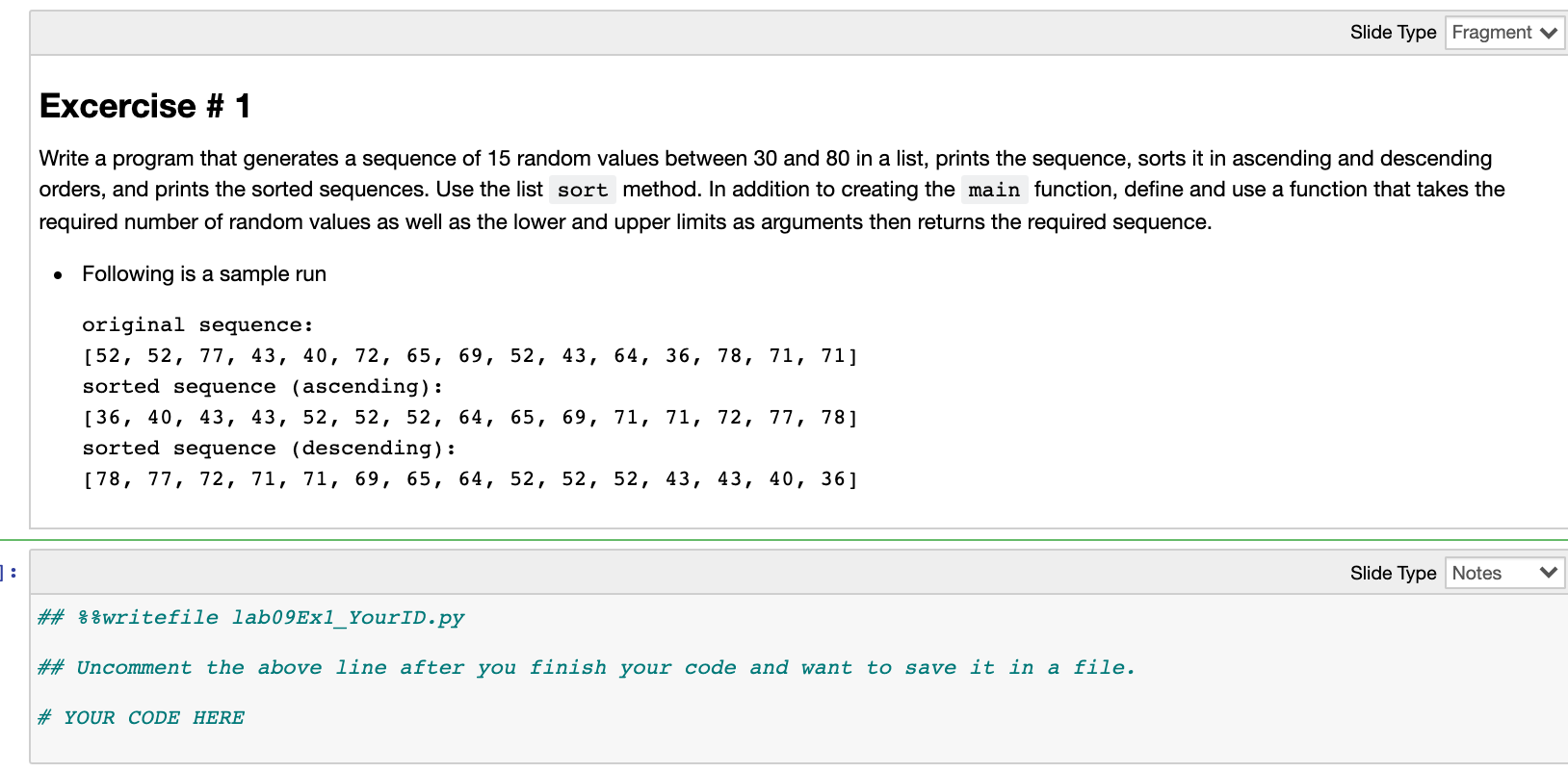 Solved Slide Type Fragment v Excercise # 1 Write a program | Chegg.com
