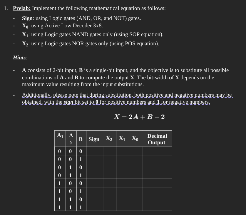 Prelab: Implement the following mathematical equation | Chegg.com