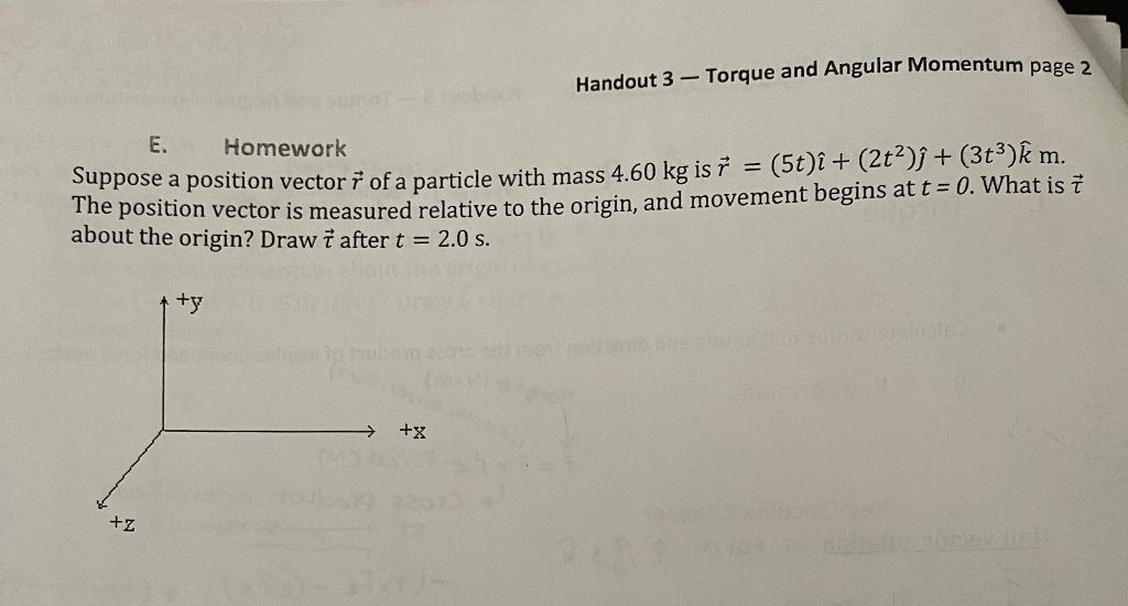 Solved D. Homework = Suppose the initial position vector F, | Chegg.com