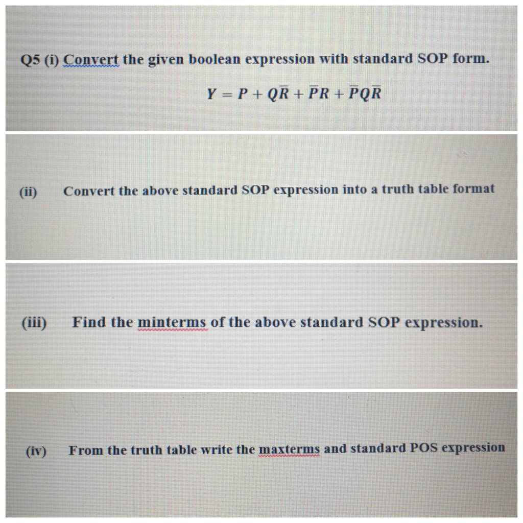 Solved Q5 (i) Convert the given boolean expression with | Chegg.com